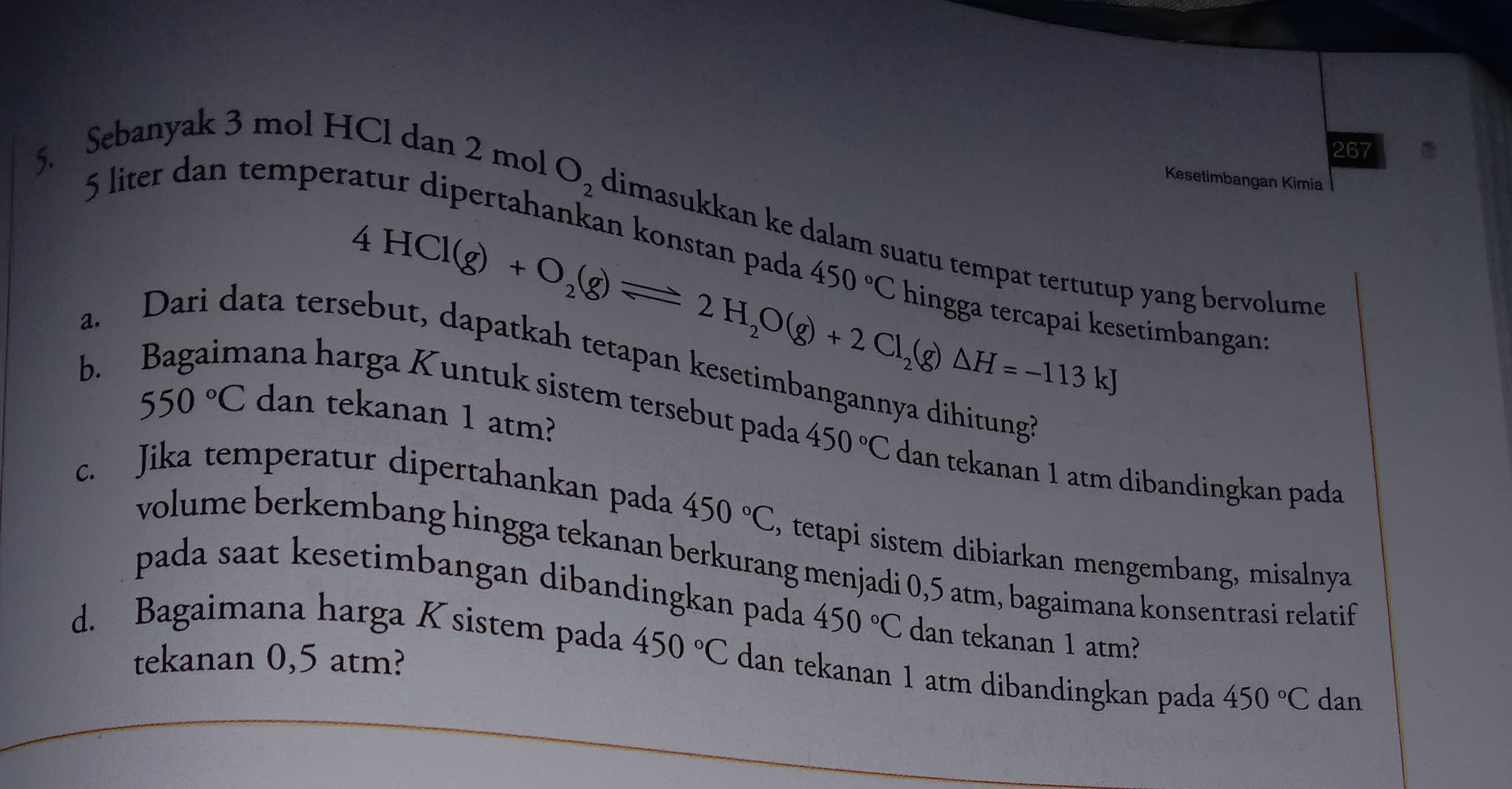 5. Sebanyak 3 mol HCl dan 2 mol $O_2$ | StudyX