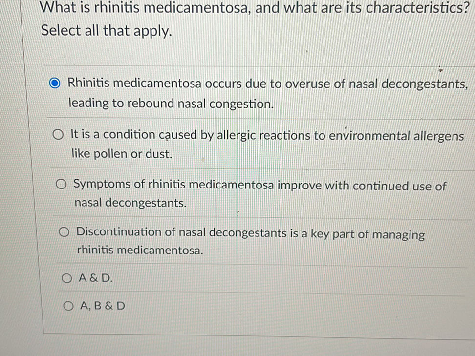 What is rhinitis medicamentosa, and what are | StudyX