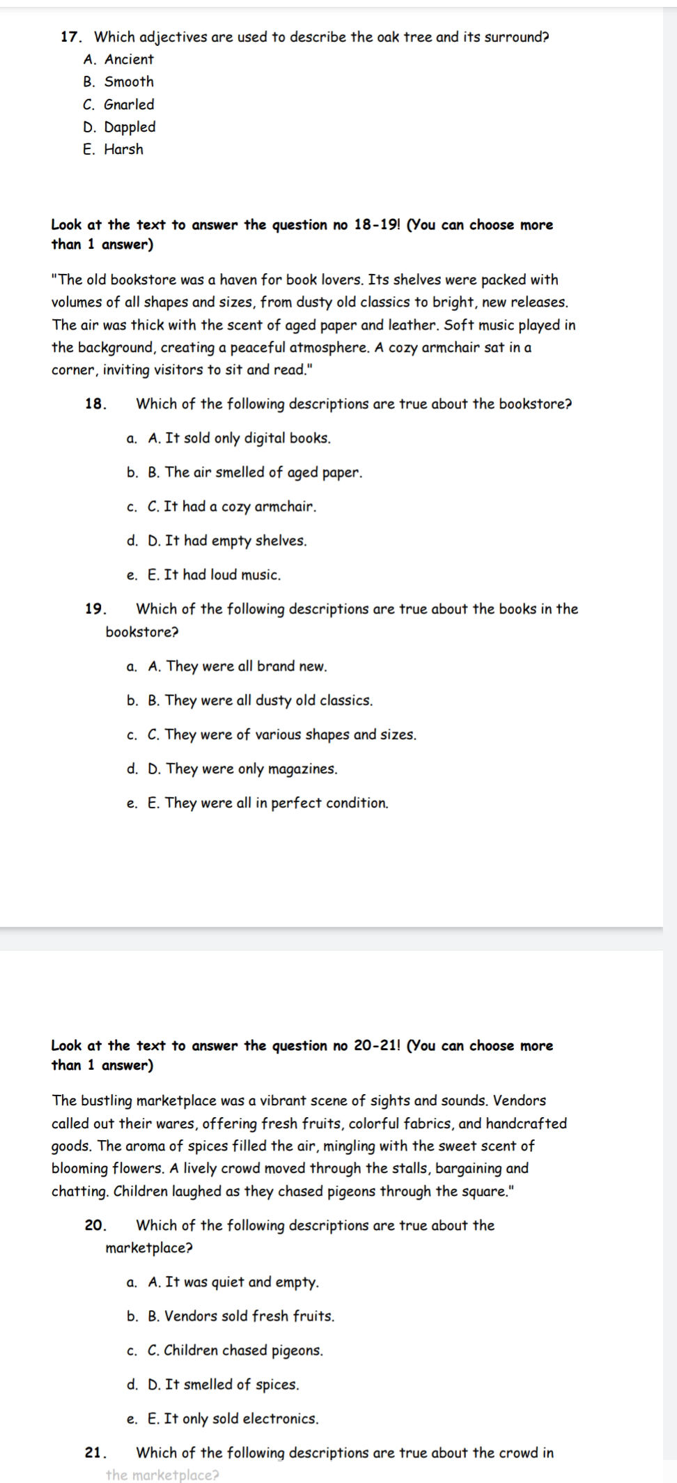 17. Which adjectives are used to describe | StudyX
