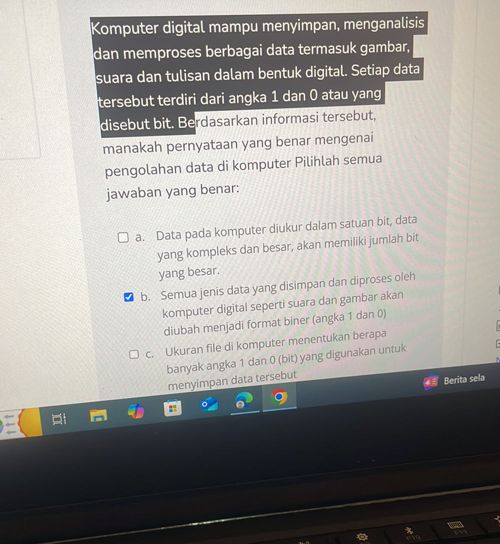 Komputer digital mampu menyimpan, | StudyX