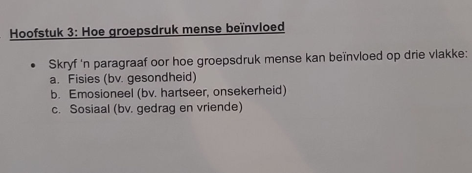 Hoofstuk 3: Hoe groepsdruk mense beïnvloed | StudyX