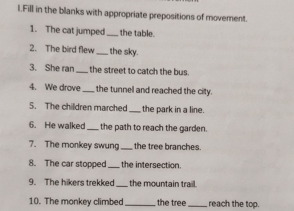 I. Fill in the blanks with appropriate | StudyX