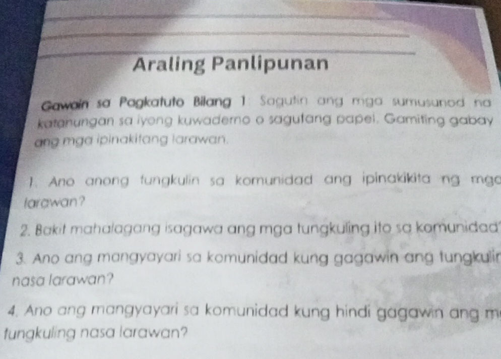 Araling Panlipunan Gawain sa Pagkatuto | StudyX