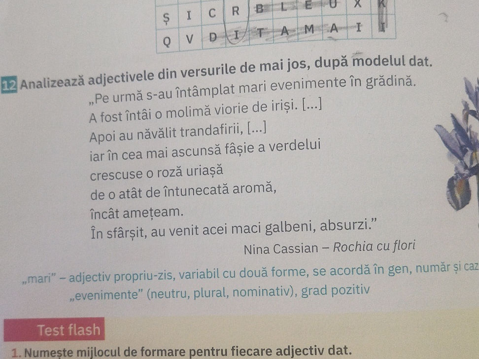 12 Analizează adjectivele din versurile de | StudyX