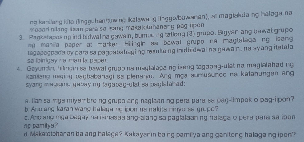 3. Pagkatapos ng indibidwal na gawain, bumuo | StudyX
