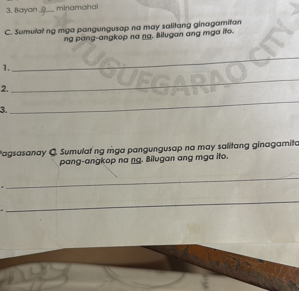 C. Sumulat ng mga pangungusap na may | StudyX