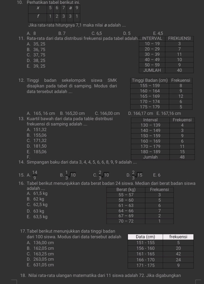 10. Perhatikan tabel berikut ini. | StudyX