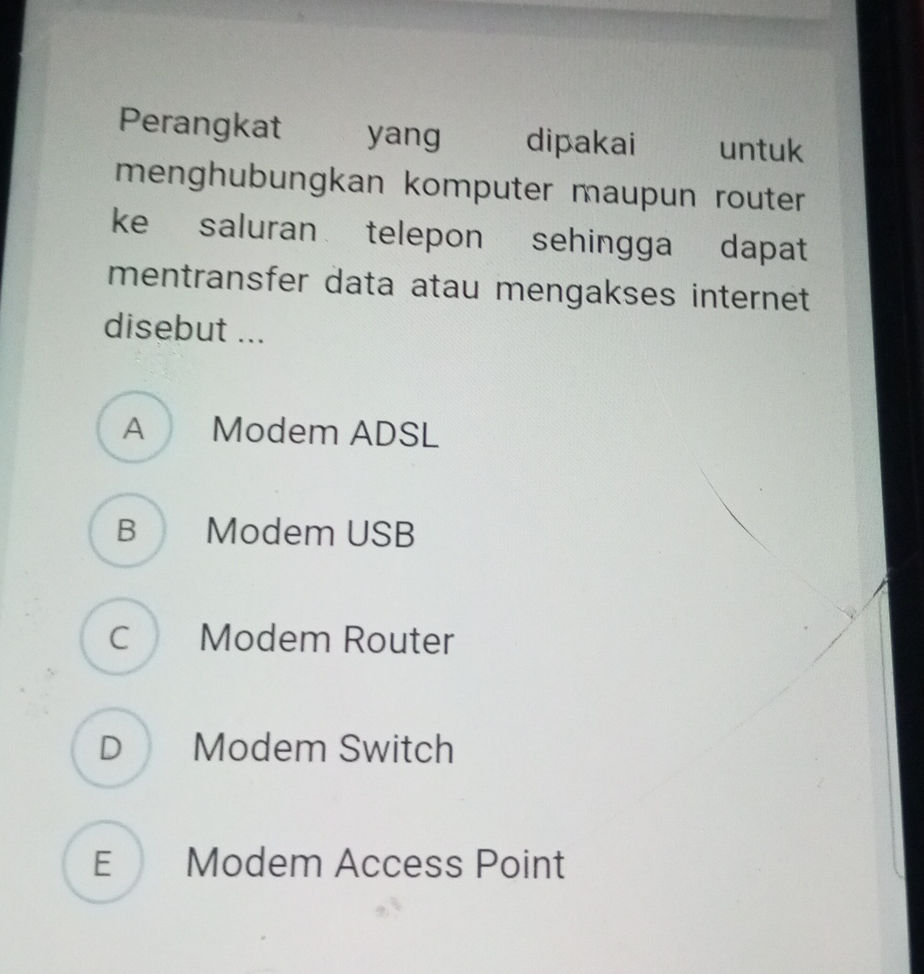 Perangkat yang dipakai untuk menghubungkan | StudyX
