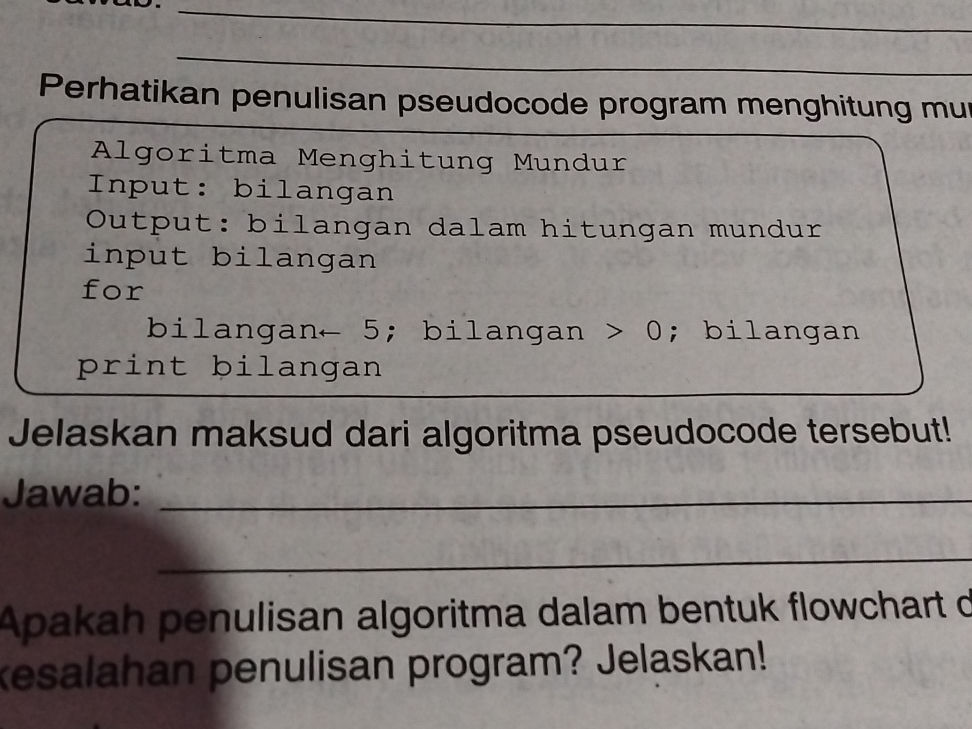 Perhatikan penulisan pseudocode program | StudyX
