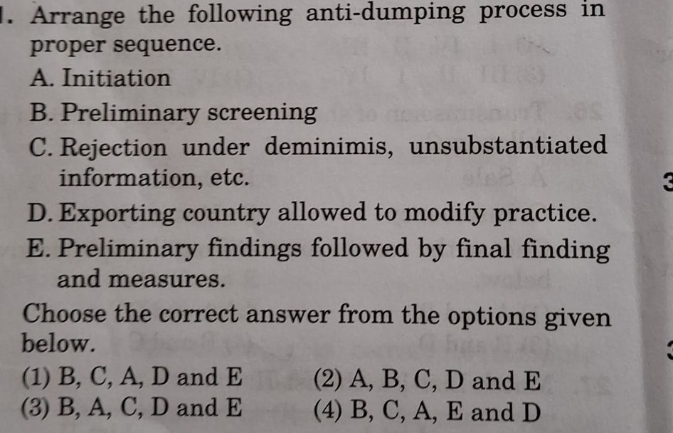 1. Arrange the following anti-dumping | StudyX