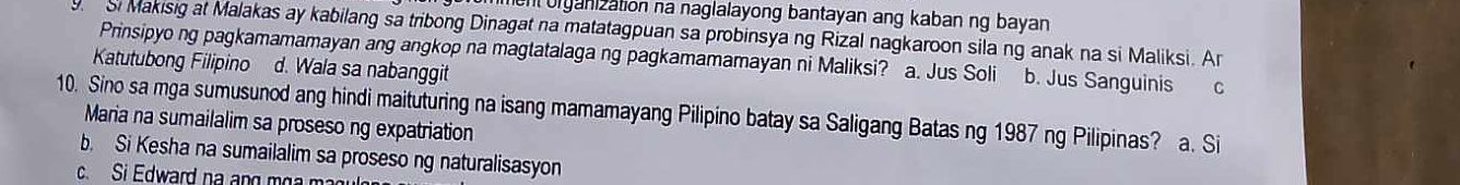 9. Si Makisig at Malakas ay kabilang sa | StudyX