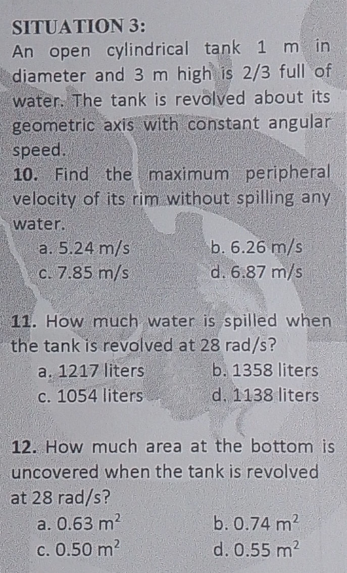 SITUATION 3: An open cylindrical tank 1 m in | StudyX
