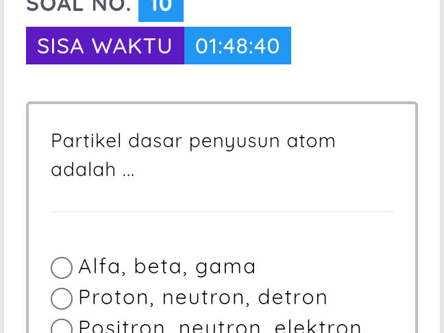 Partikel dasar penyusun atom adalah ... | StudyX