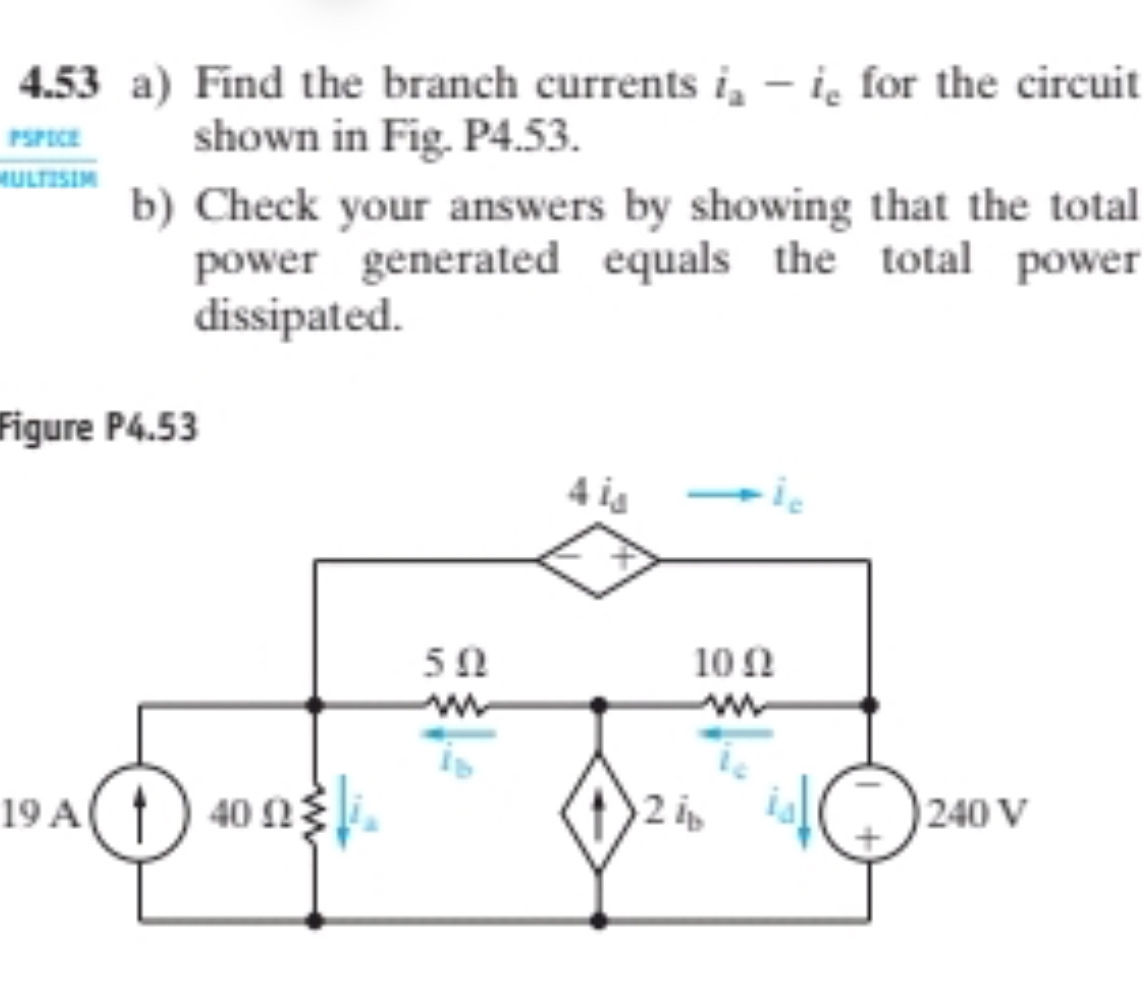 4.53 a) Find the branch currents $i_a - i_c$ | StudyX