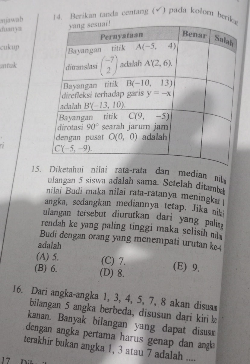 14. Berikan tanda centang ( ) pada kolom | StudyX