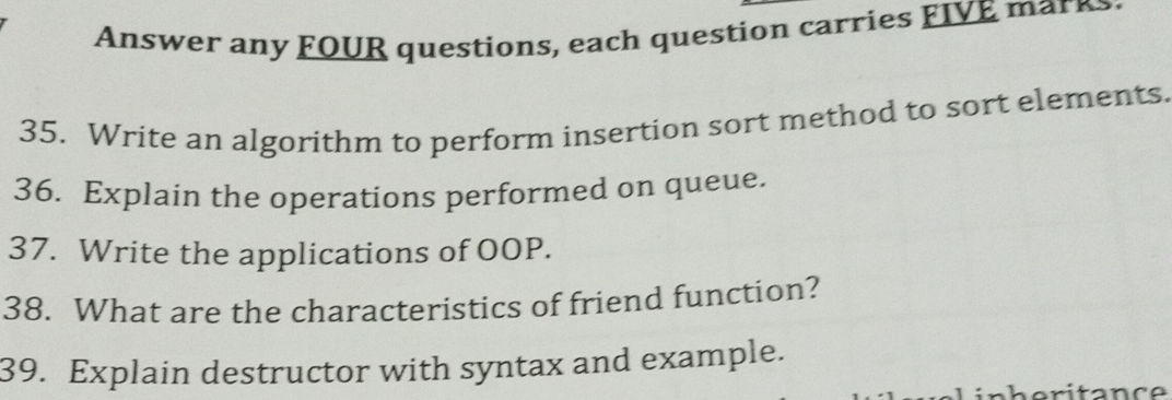 35. Write an algorithm to perform insertion | StudyX