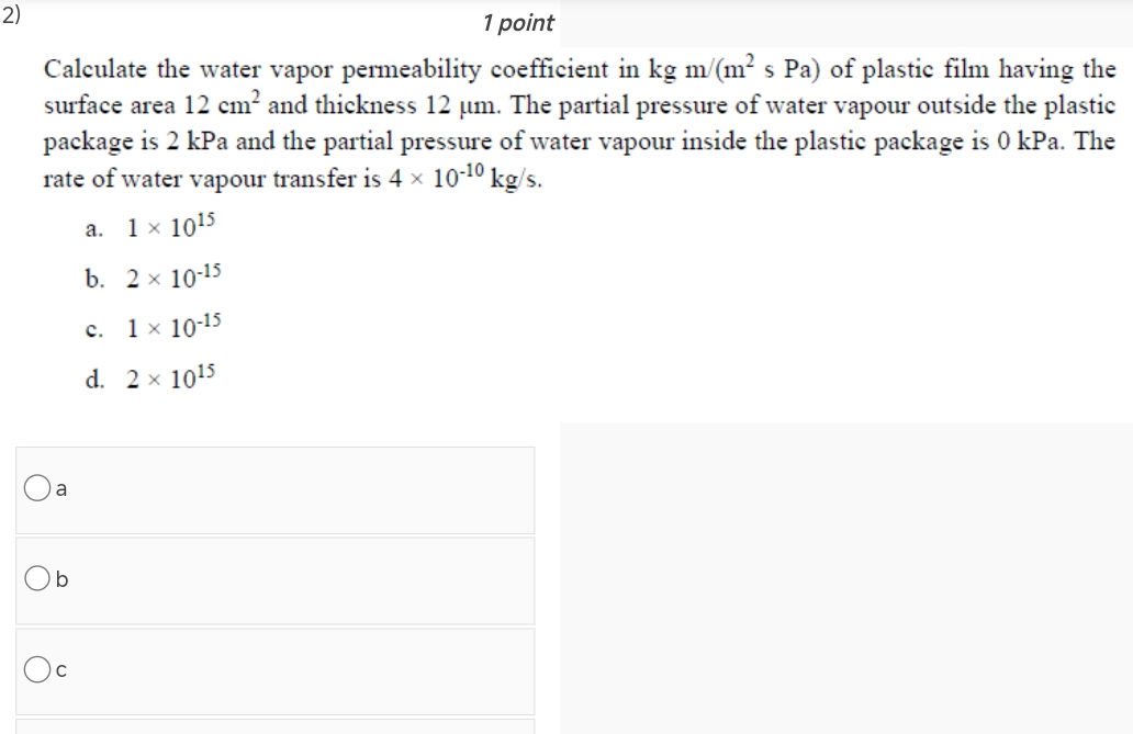 Calculate the water vapor permeability | StudyX
