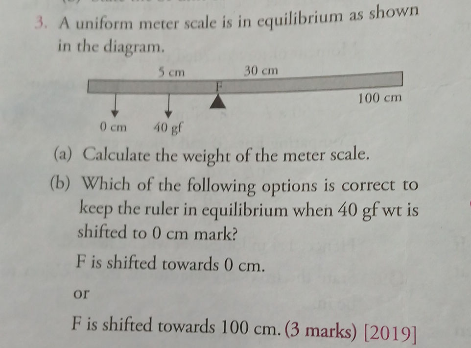 3. A uniform meter scale is in equilibrium | StudyX