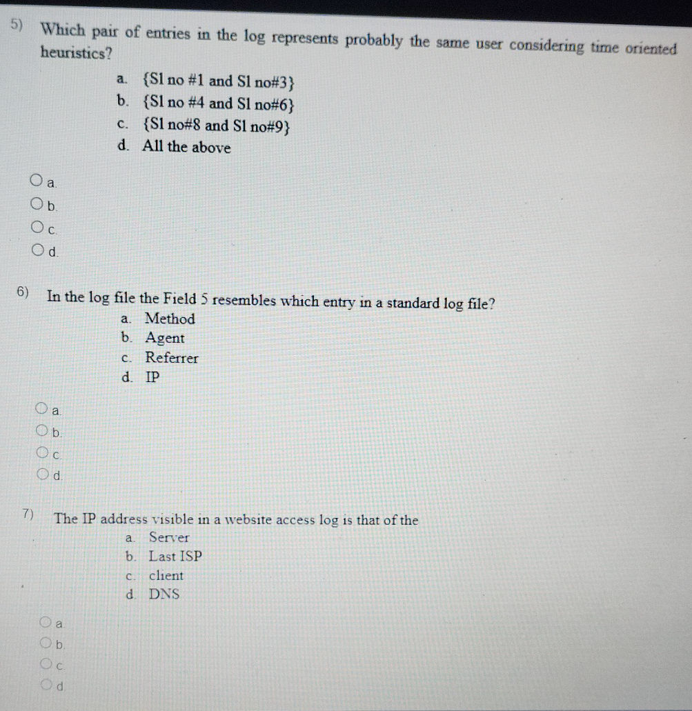 5) Which pair of entries in the log | StudyX