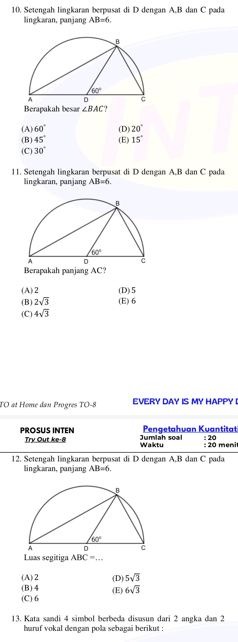 10. Setengah lingkaran berpusat di D dengan | StudyX