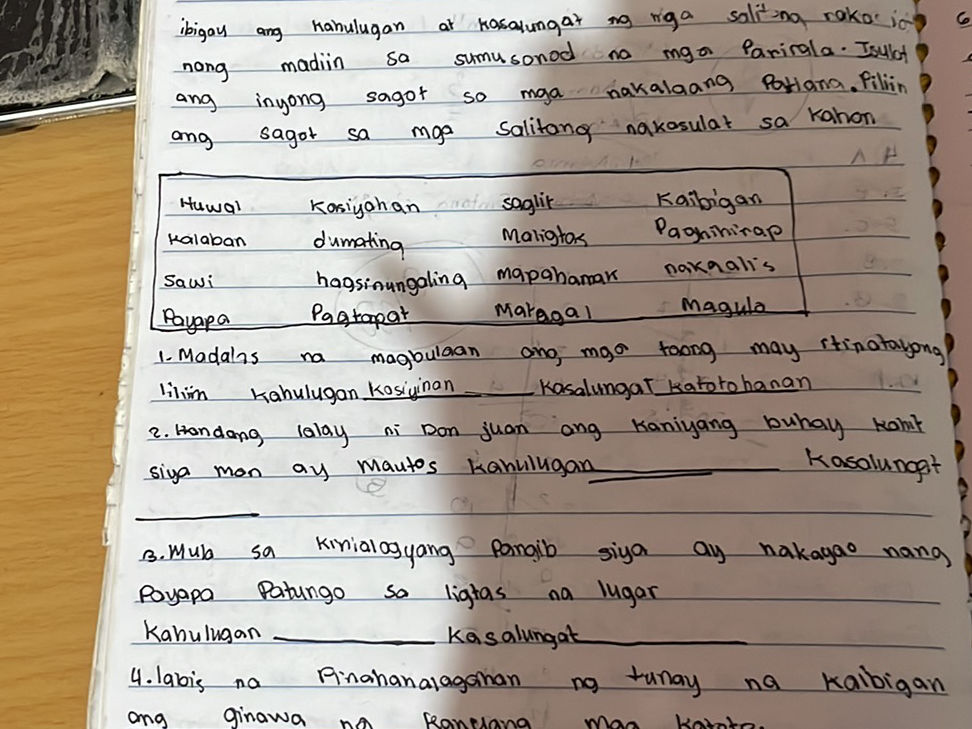 ibigay ang kahulugan at kasalungat ng mga | StudyX