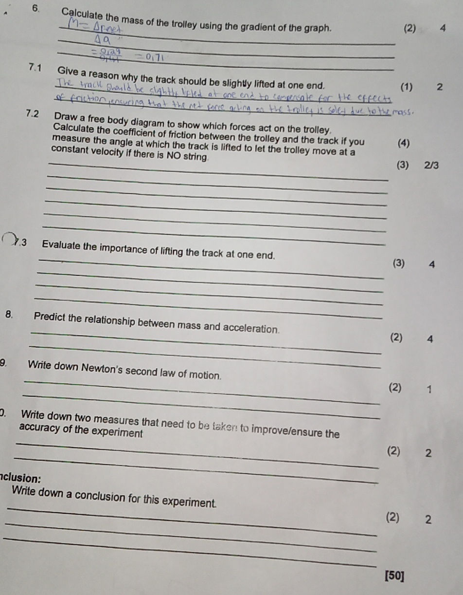6. Calculate the mass of the trolley using | StudyX