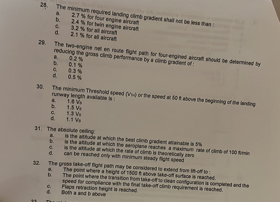 28. The minimum required landing climb | StudyX