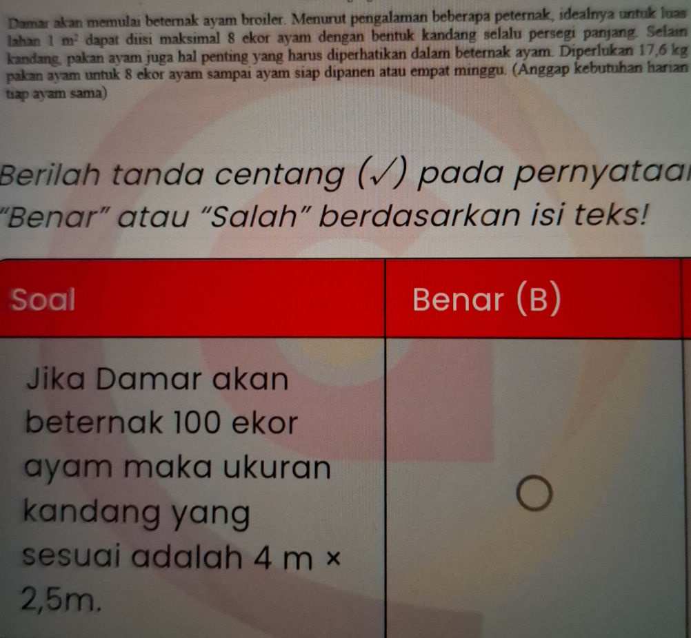 Berilah tanda centang ( ) pada pernyataan | StudyX