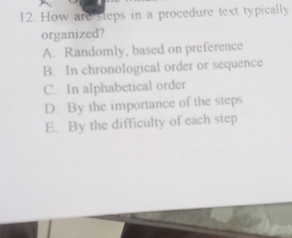 12. How are steps in a procedure text | StudyX