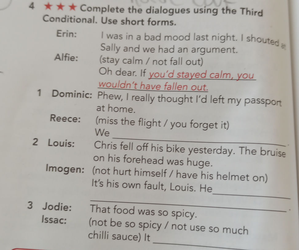 4 ★ Complete the dialogues using the Third | StudyX