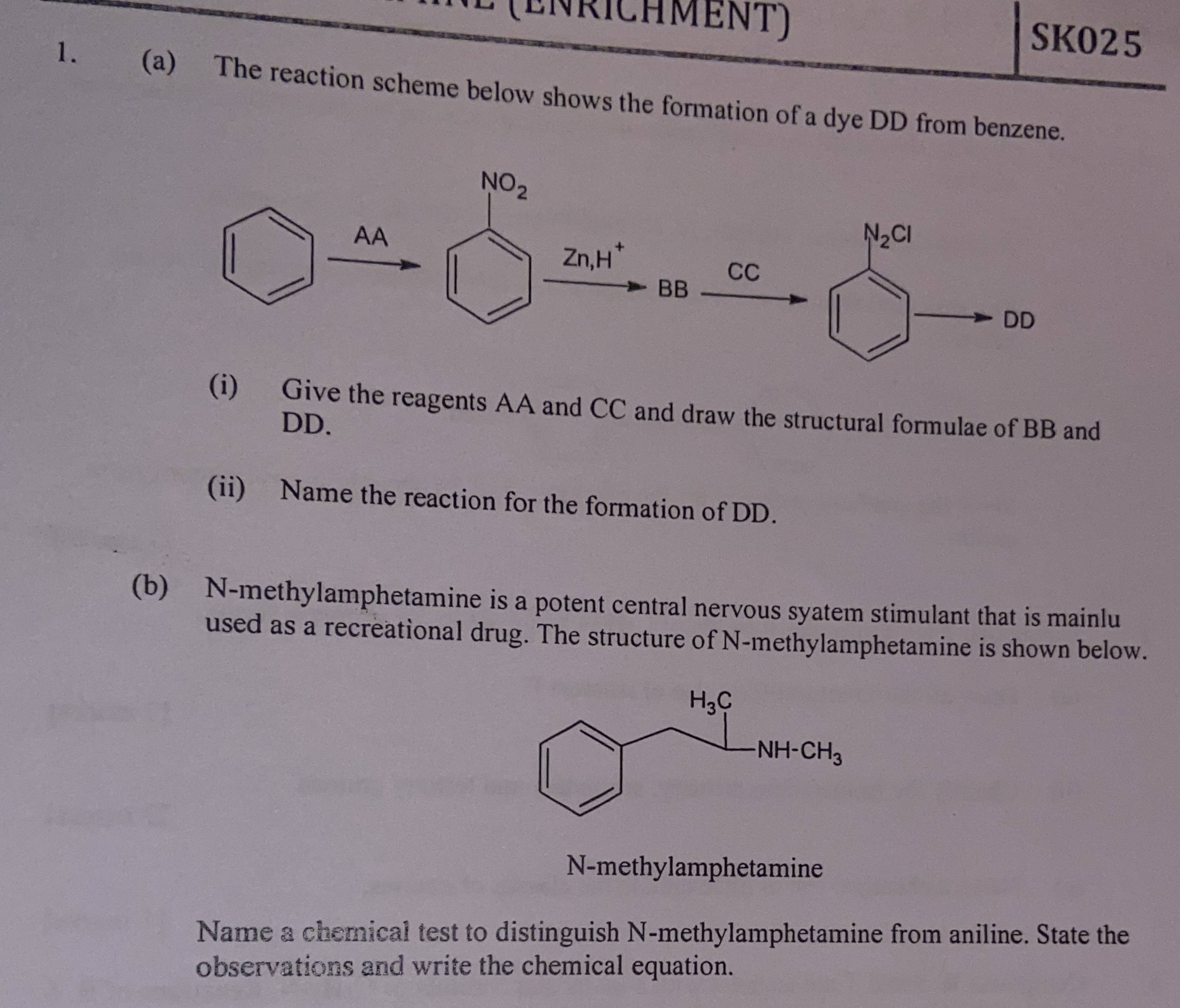 1. (a) The reaction scheme below shows the | StudyX