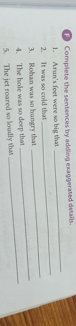 F Complete the sentences by adding | StudyX