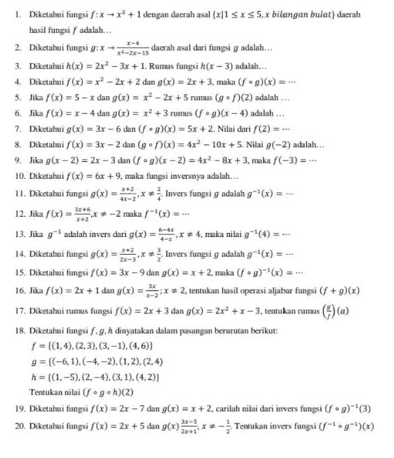 1. Diketahui fungsi $f: x \rightarrow | StudyX
