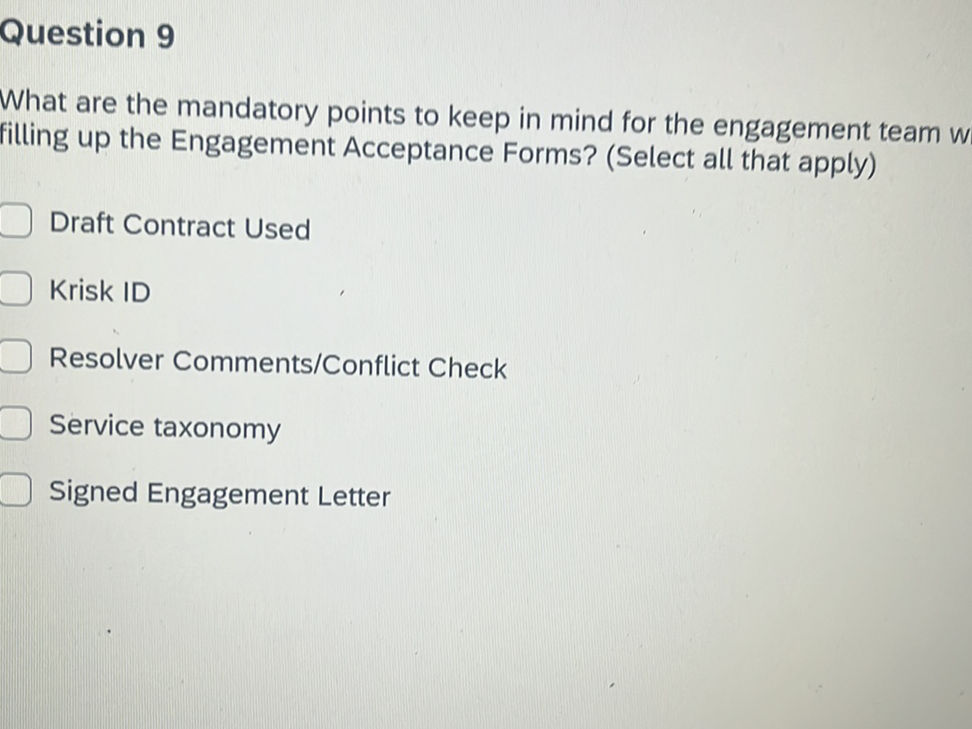 Question 9 What are the mandatory points to | StudyX