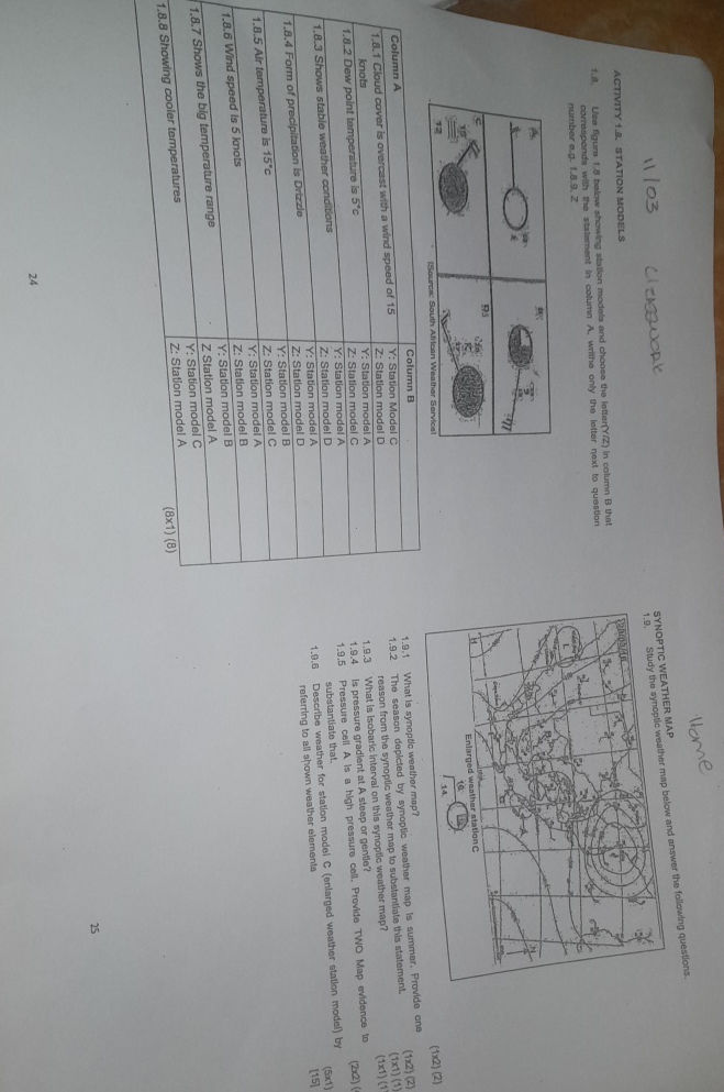 ACTIVITY 1.8. STATION MODELS Use figure 1.8 | StudyX
