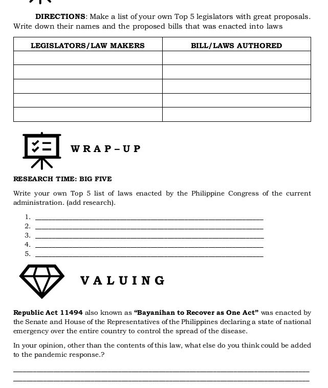 DIRECTIONS: Make a list of your own Top 5 | StudyX