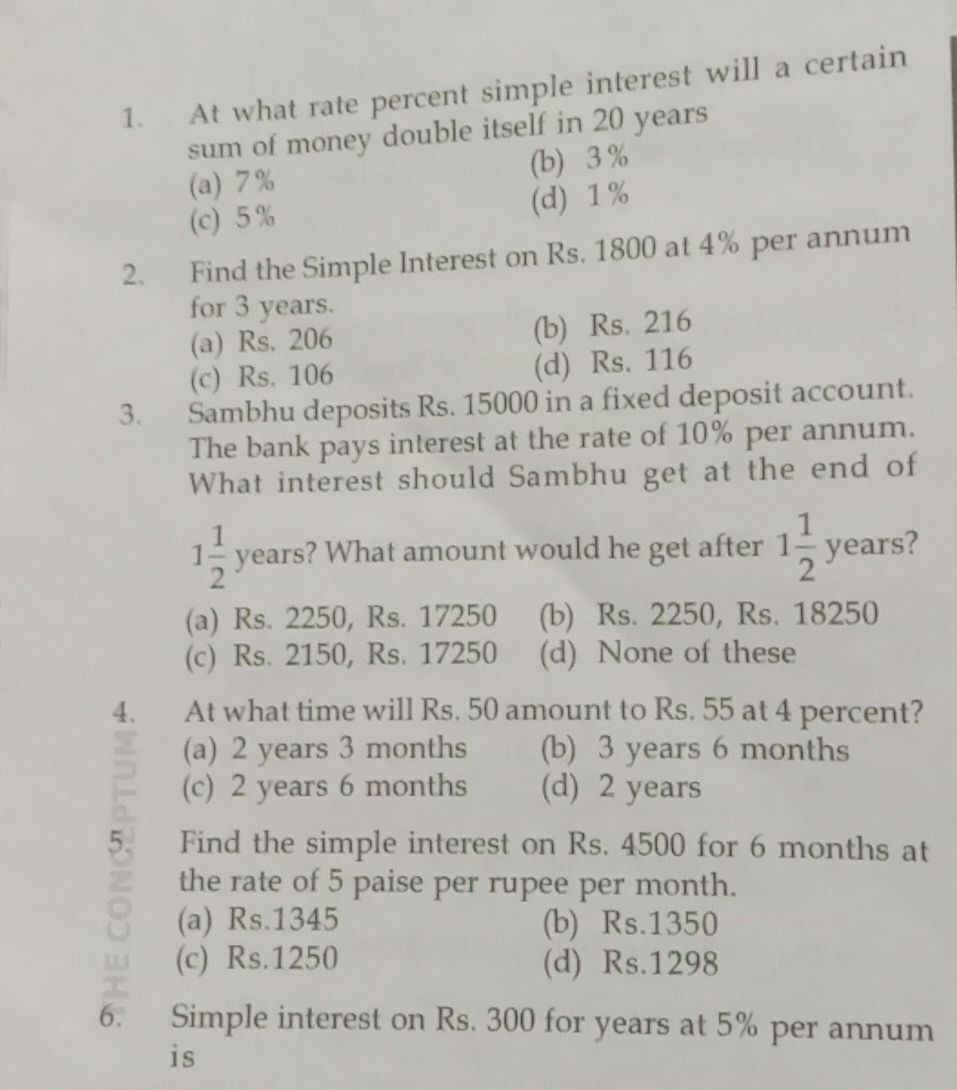 1. At what rate percent simple interest will | StudyX