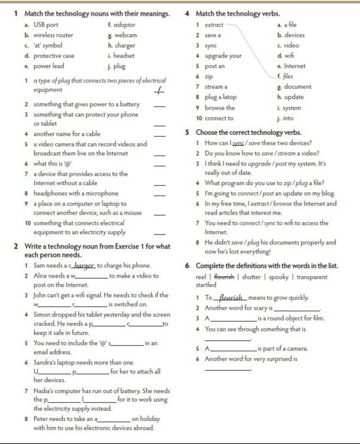 1 Match the technology nouns with their | StudyX