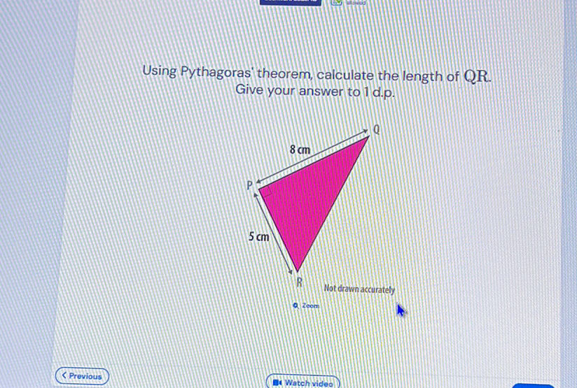Using Pythagoras' theorem, calculate the | StudyX