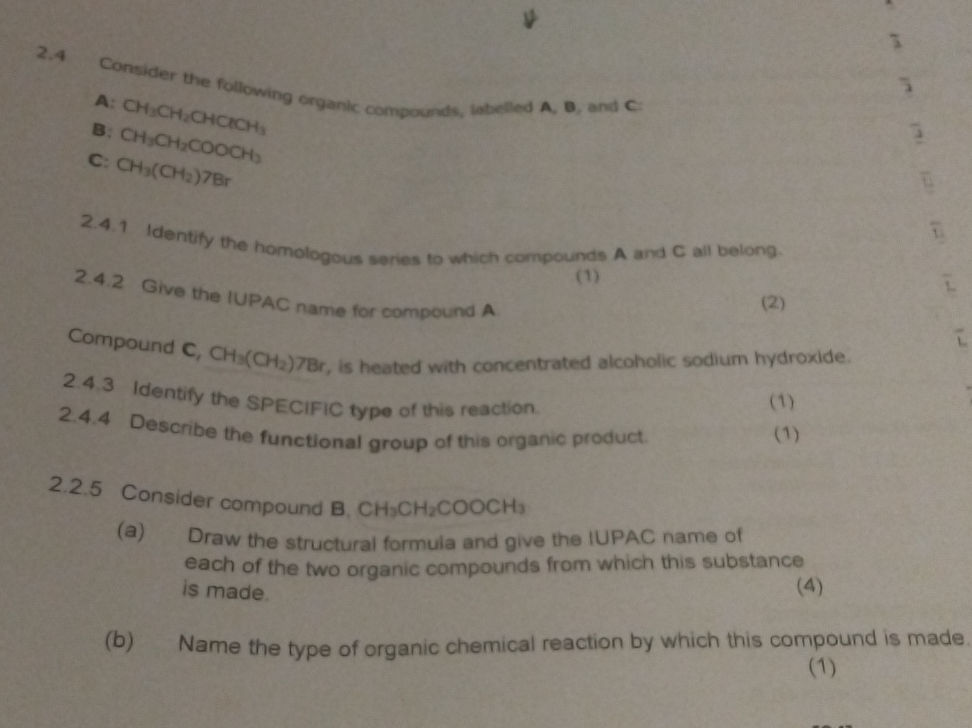 2.4 Consider the following organic | StudyX