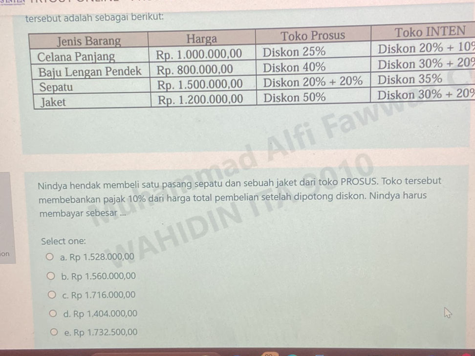 Berikut adalah daftar harga barang: | Jenis | StudyX