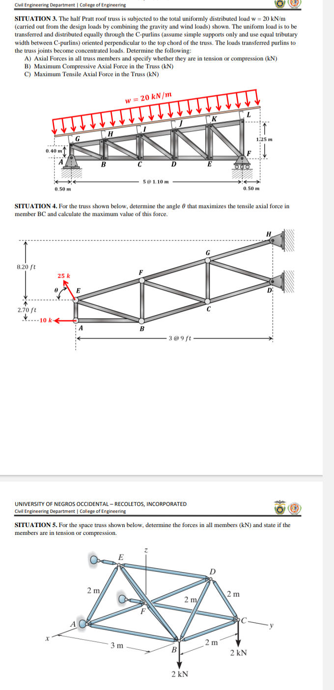 SITUATION 3. The half Pratt roof truss is | StudyX