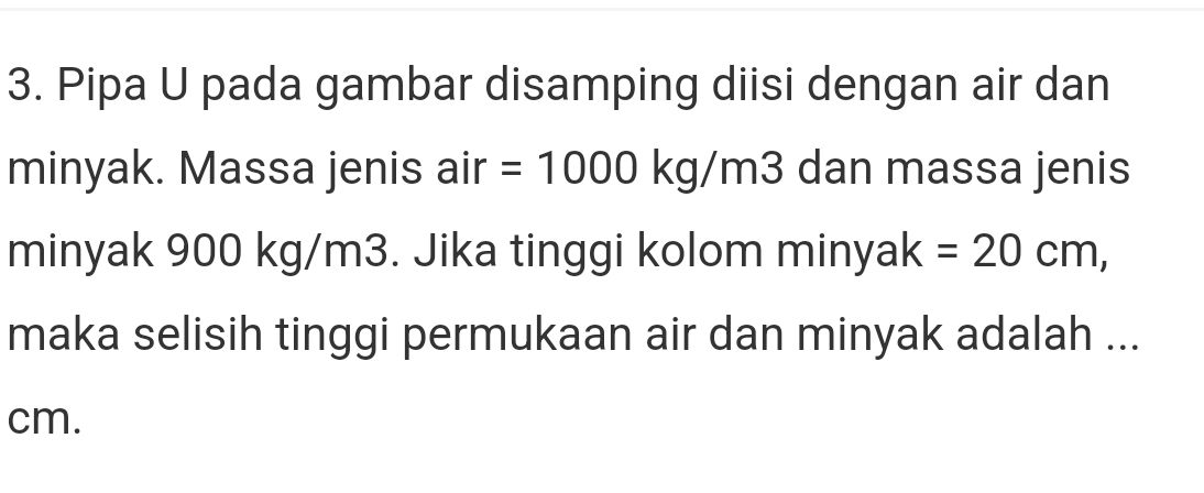 3. Pipa U pada gambar disamping diisi dengan | StudyX