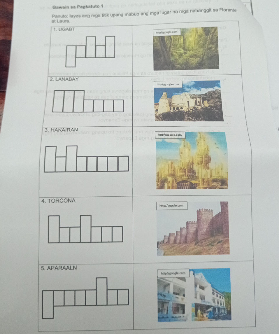 Gawain sa Pagkatuto 1 Panuto: layos ang mga | StudyX