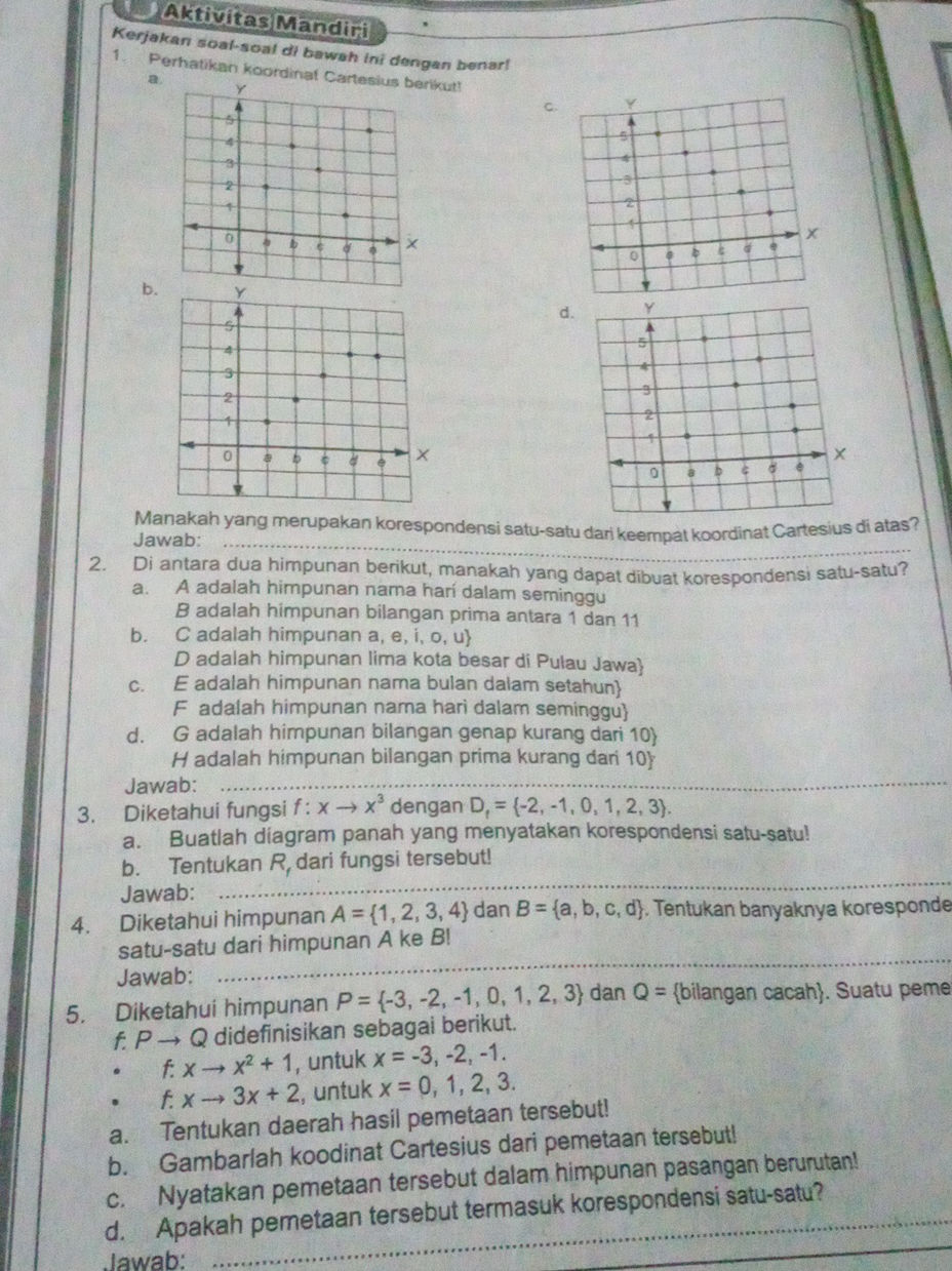 1. Perhatikan koordinat Cartesius berikut! | StudyX