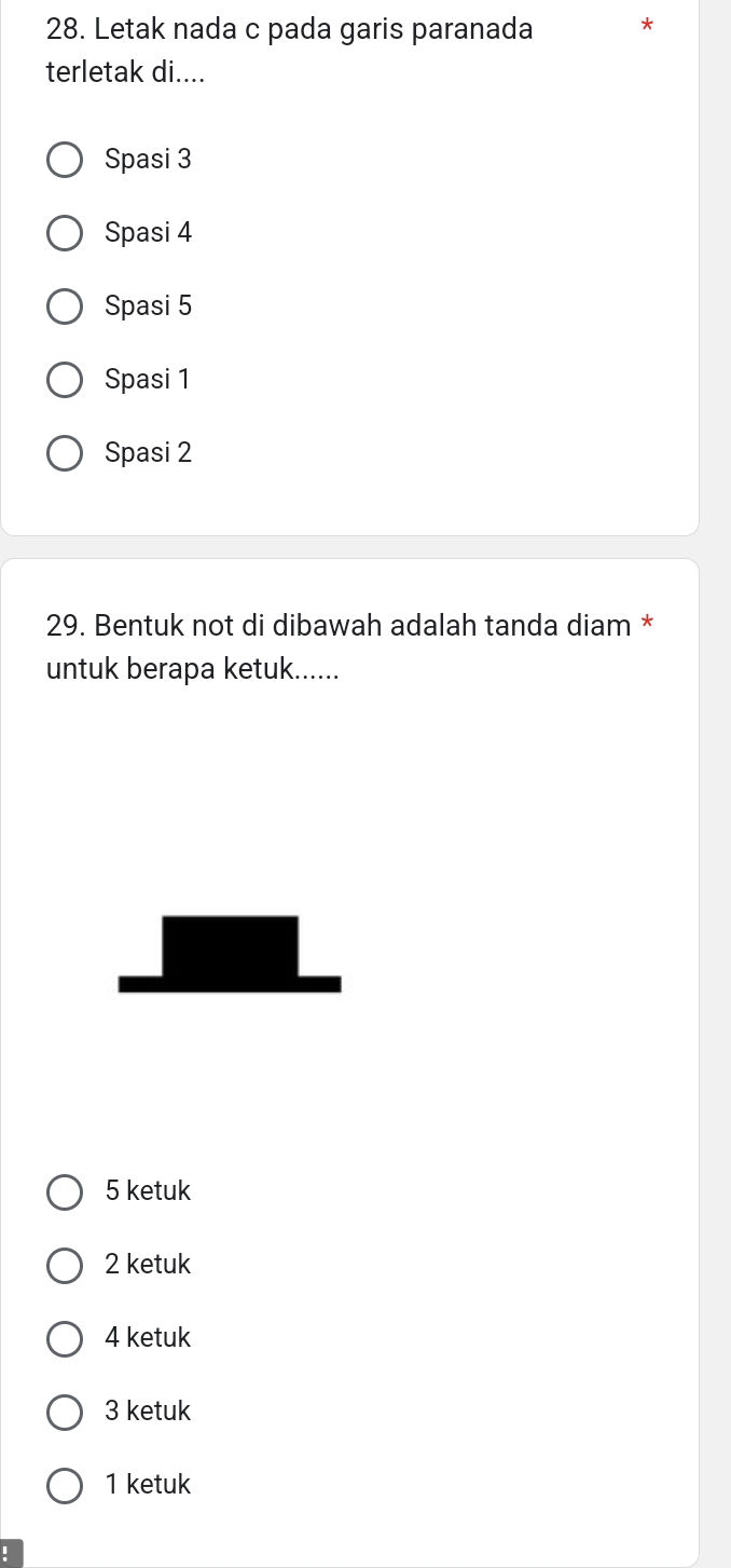 28. Letak nada c pada garis paranada | StudyX