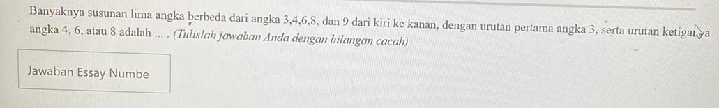 Banyaknya susunan lima angka berbeda dari