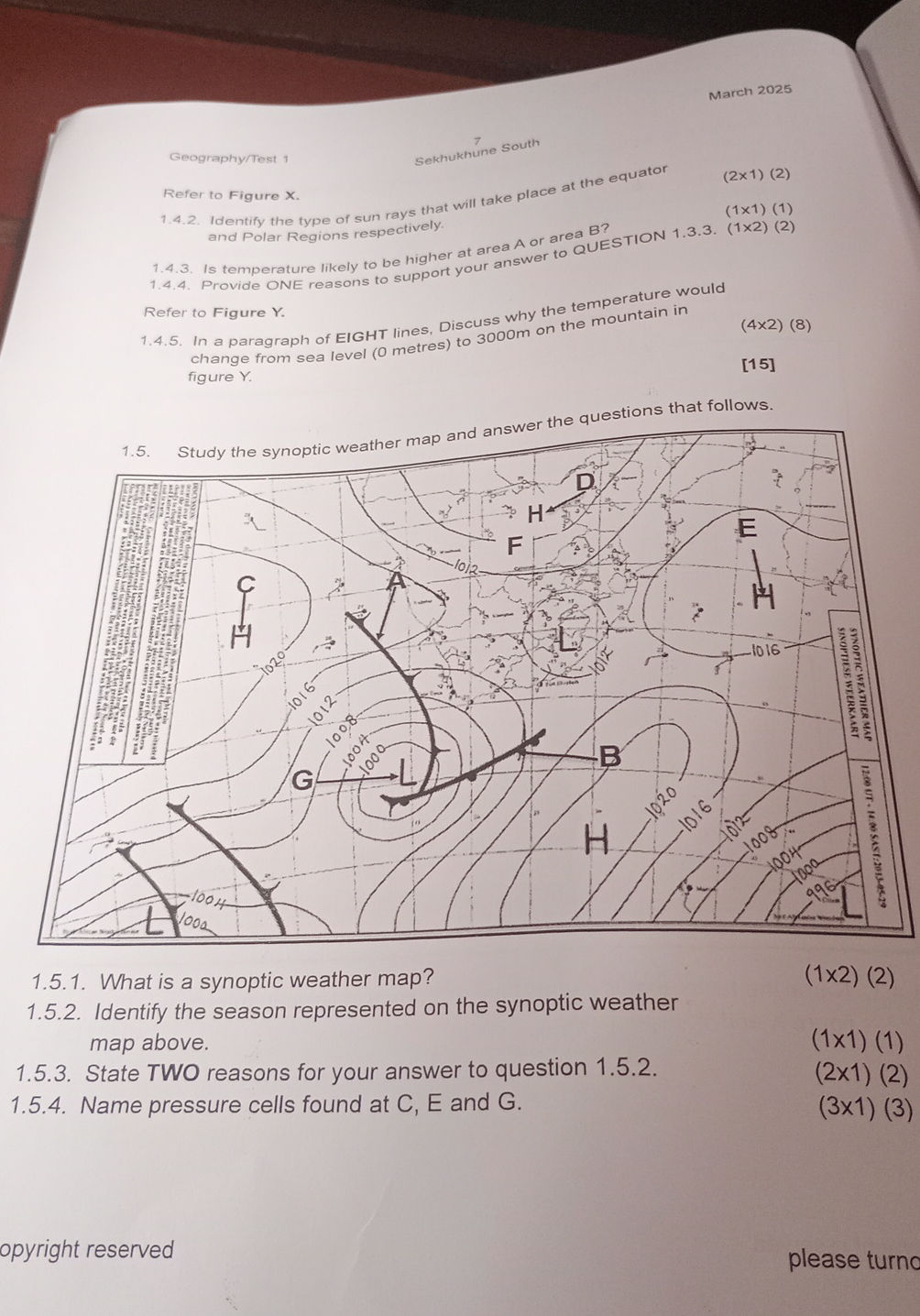 1.5. Study the synoptic weather map and | StudyX