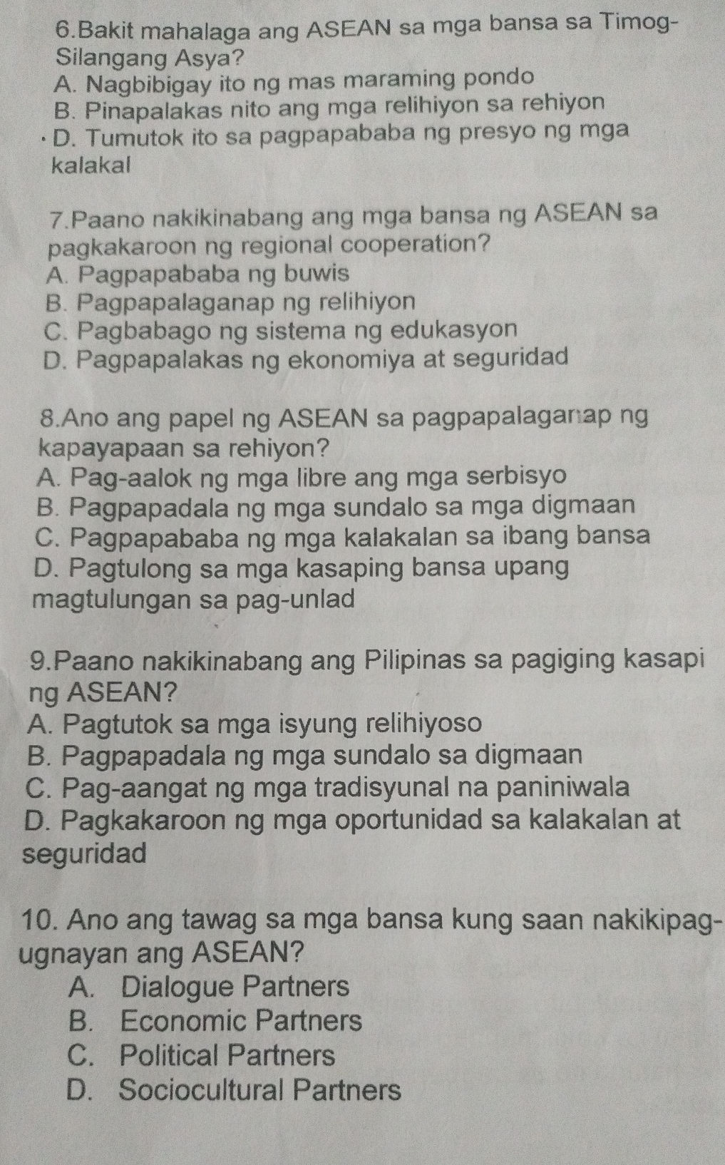 6. Bakit mahalaga ang ASEAN sa mga bansa sa | StudyX
