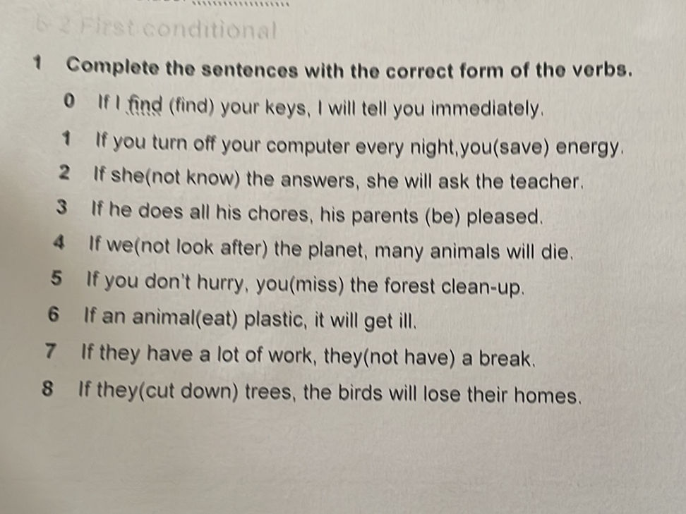 1 Complete the sentences with the correct | StudyX